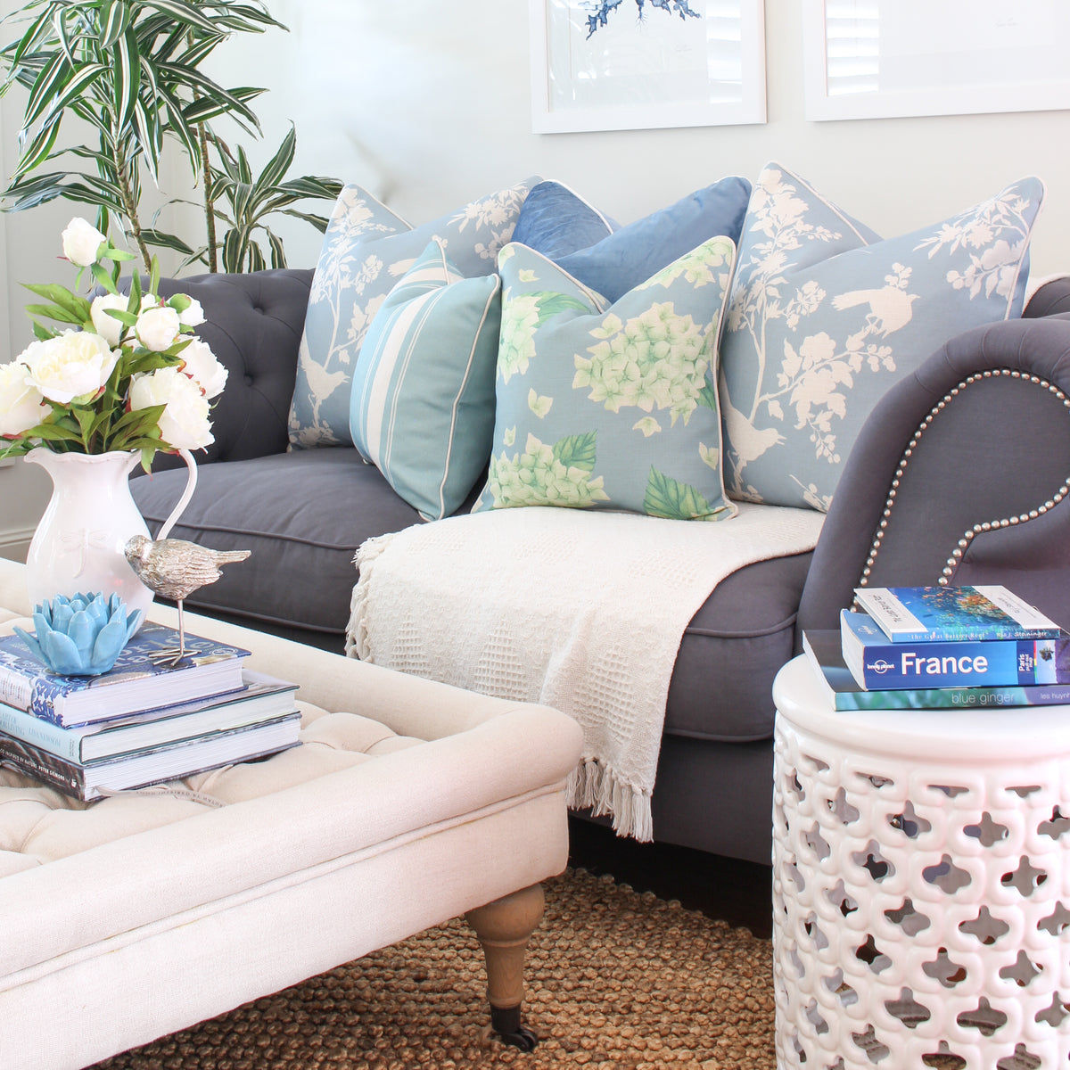 Louis Duck Egg Blue Chinoiserie Cushion Cover